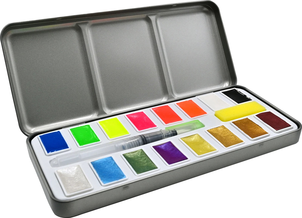 Studio Series - Metallic & Neon Watercolor Paint Set (Set of 18 Colors ...