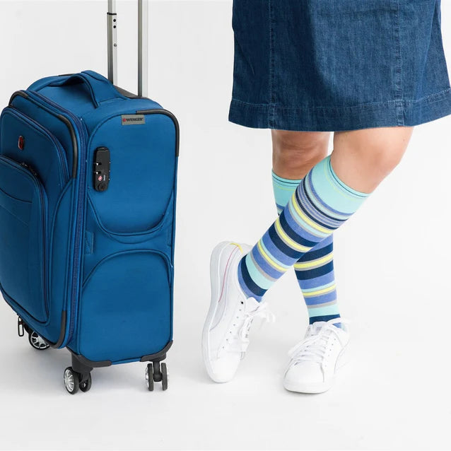 Dr Johnny's - Stripe Navy + Teal Cotton Compression Socks – WestJet Store