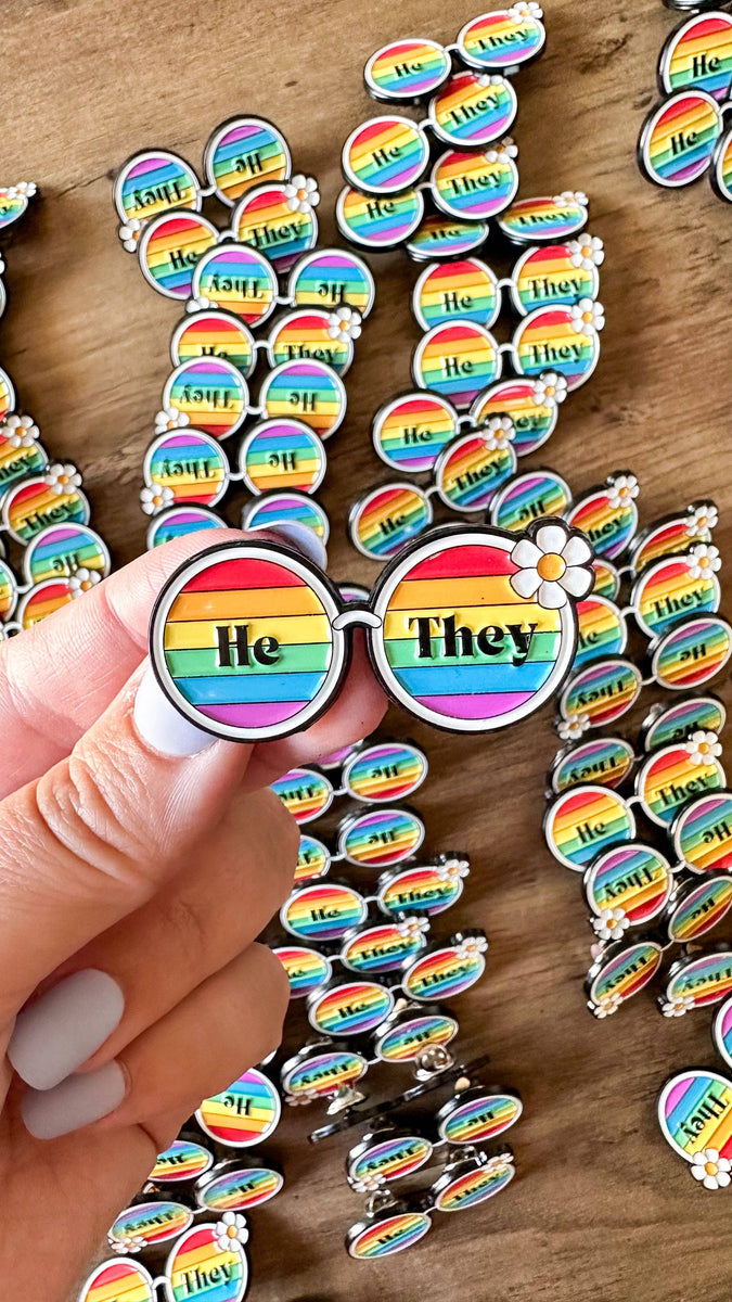 70's Rainbow Glasses Pronoun Pins: They/ Them – WestJet Store