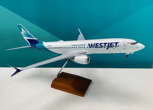 WestJet 737-MAX 8 Model Airplane - Wooden Stand 1:100 – WestJet Store